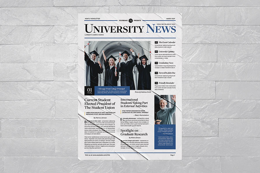 University Newsletter Template, Print Templates | GraphicRiver