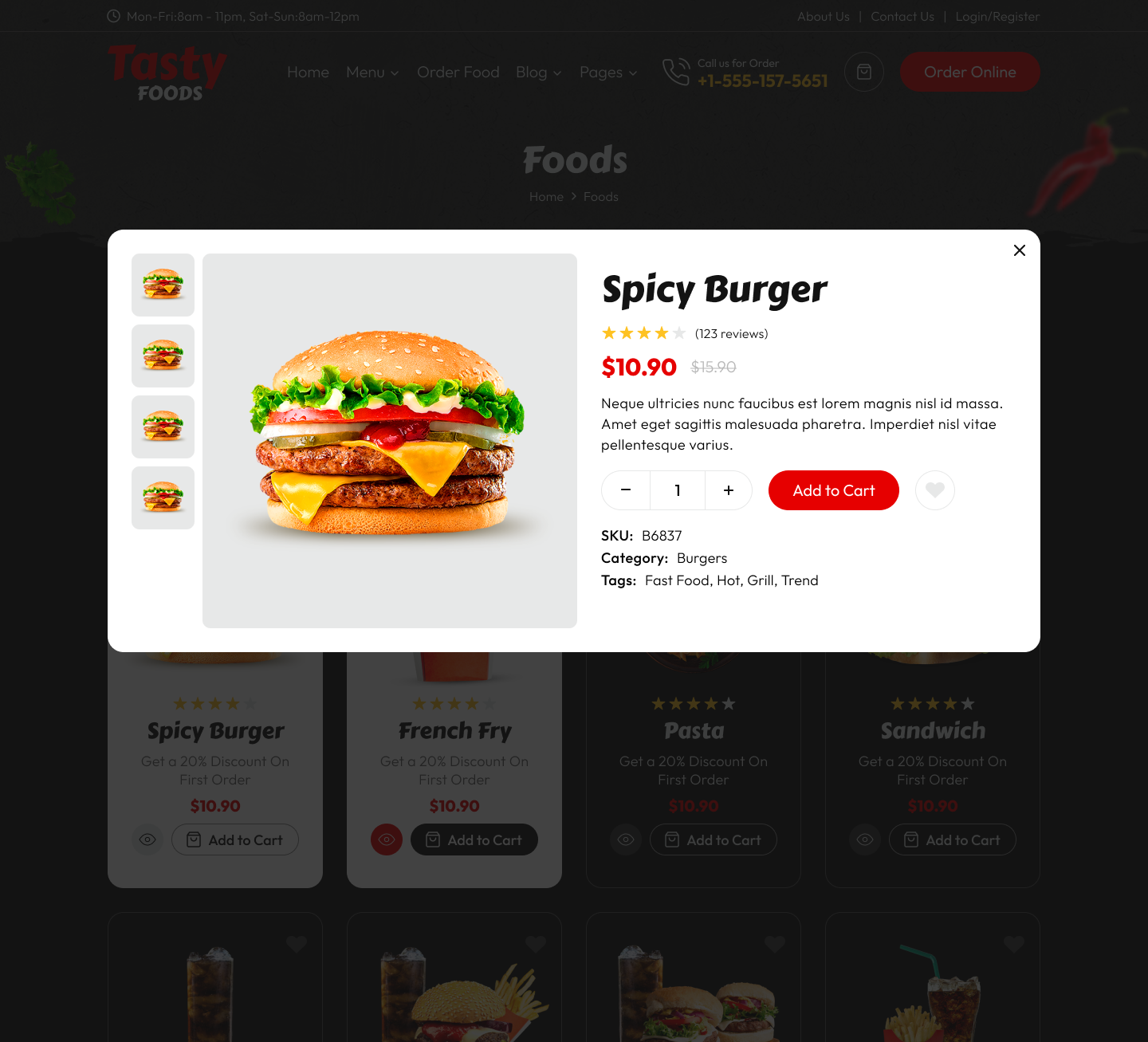 Tasty Foods - Fast Food Restaurant Figma Web Template by glorywebs