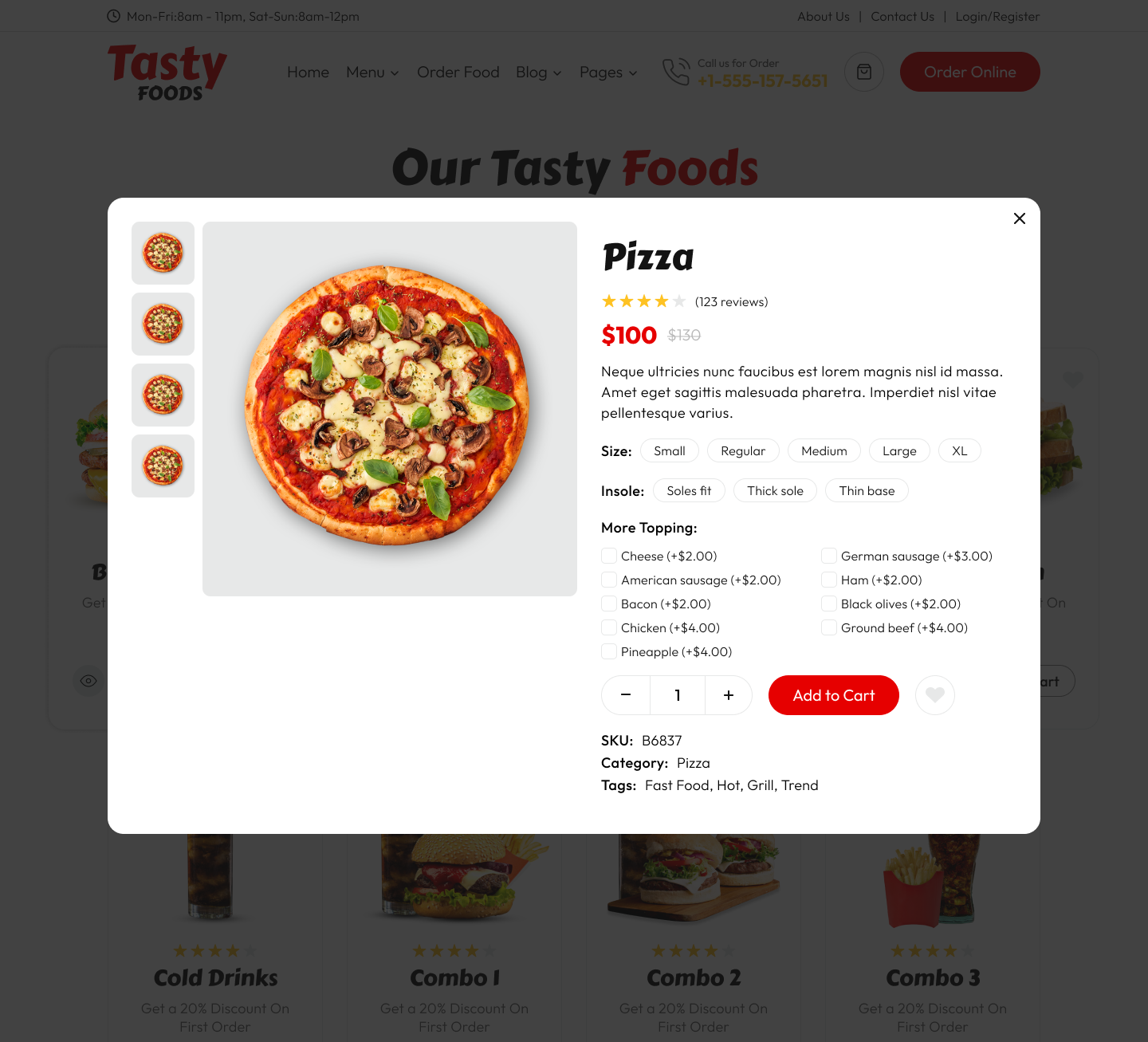 Tasty Foods - Fast Food Restaurant Figma Web Template by glorywebs