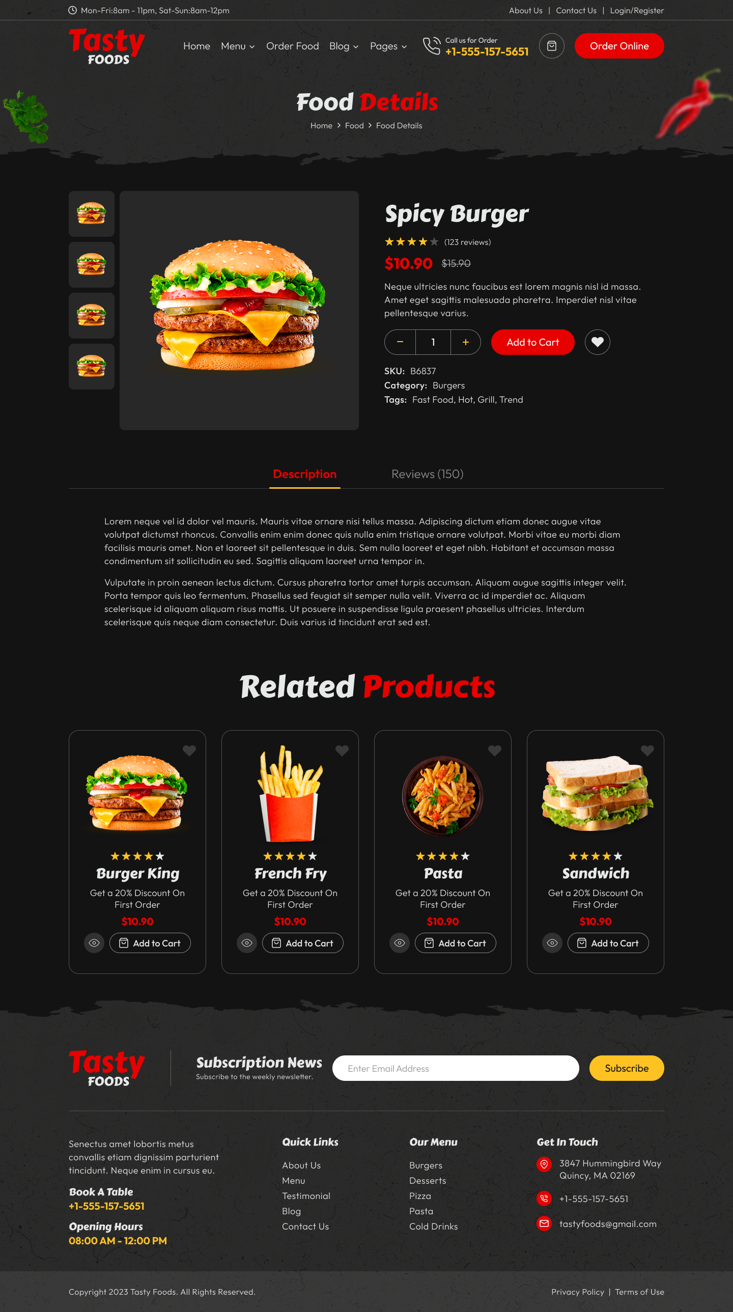 Tasty Foods - Fast Food Restaurant Figma Web Template by glorywebs