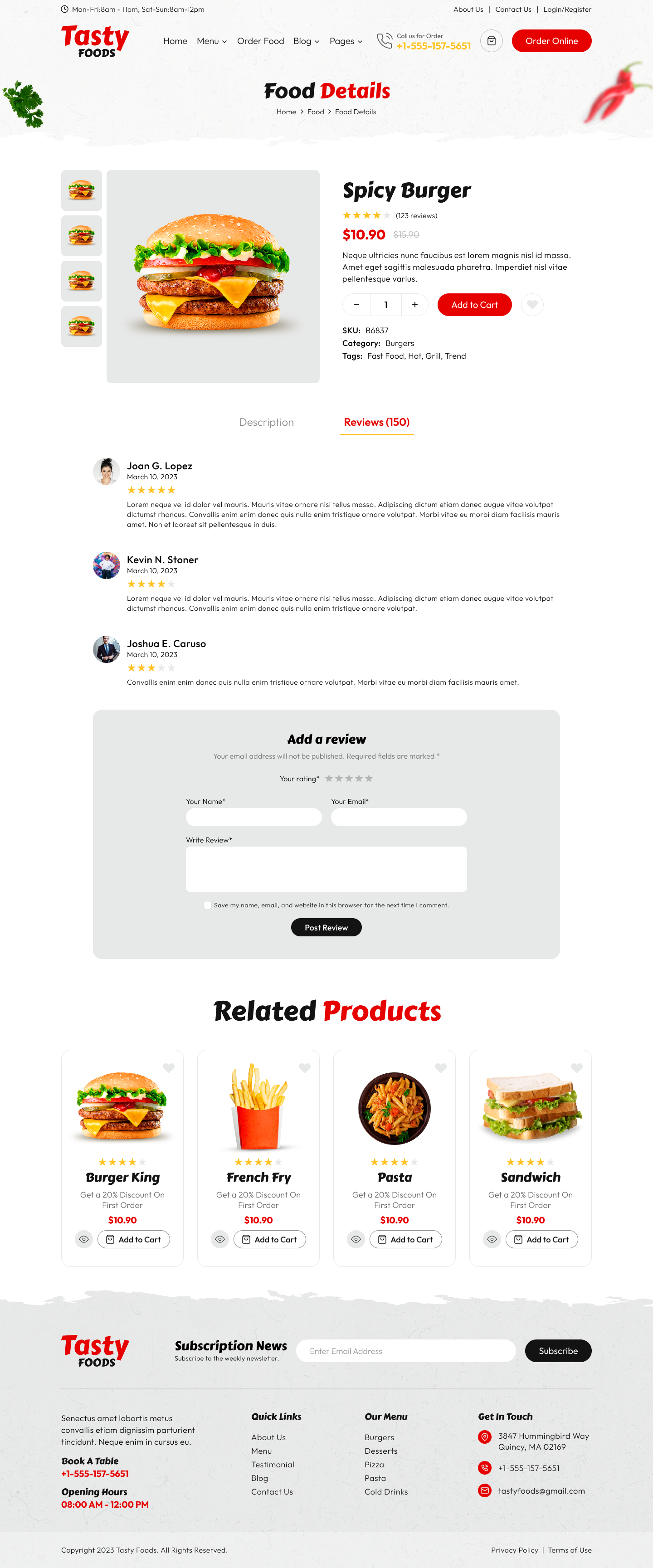 Tasty Foods - Fast Food Restaurant Figma Web Template by glorywebs