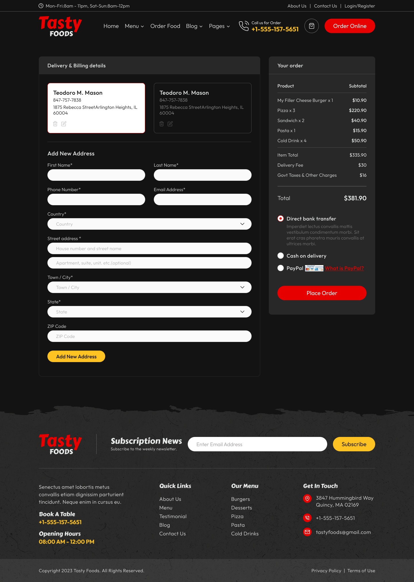 Tasty Foods - Fast Food Restaurant Figma Web Template by glorywebs
