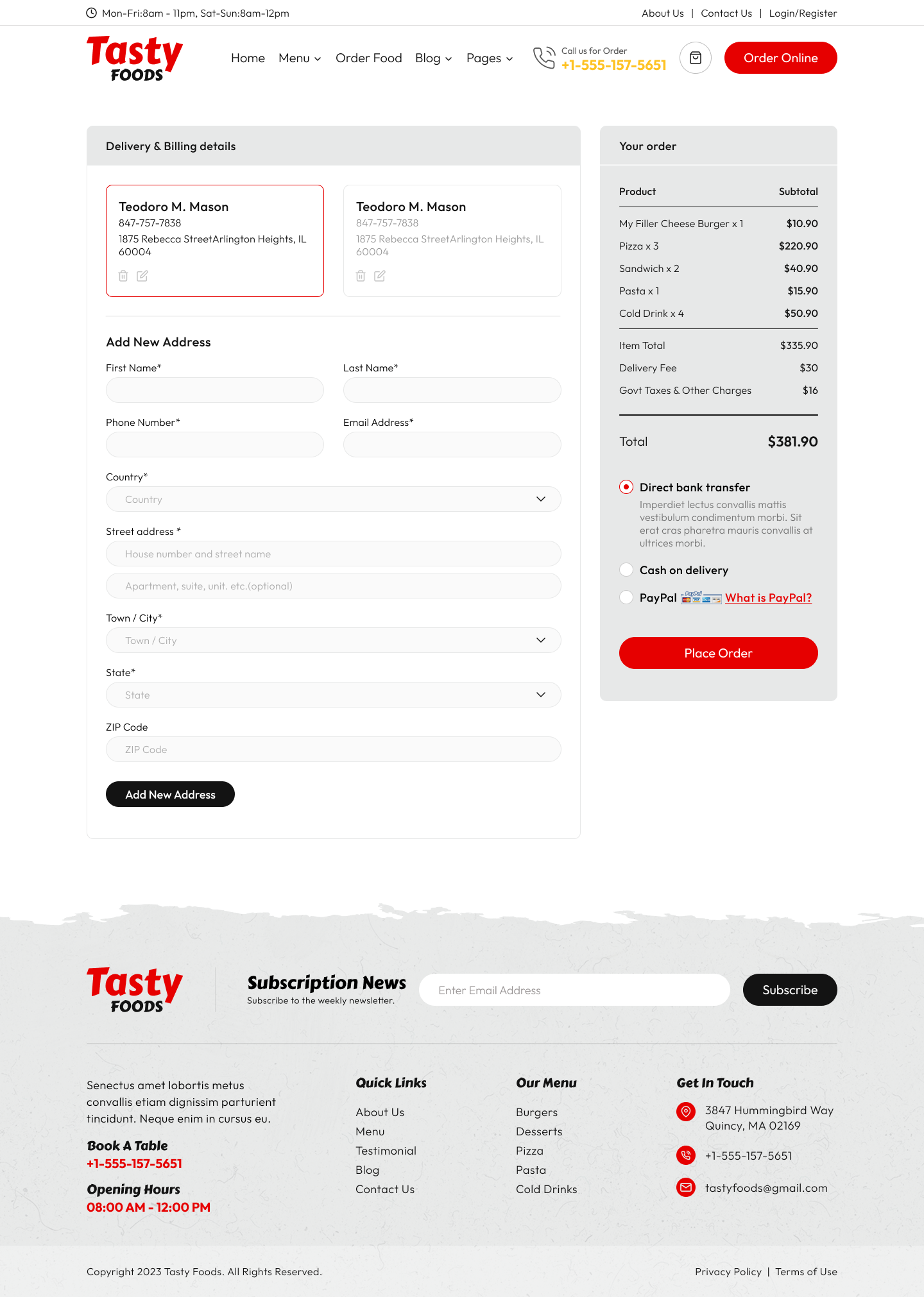 Tasty Foods - Fast Food Restaurant Figma Web Template by glorywebs