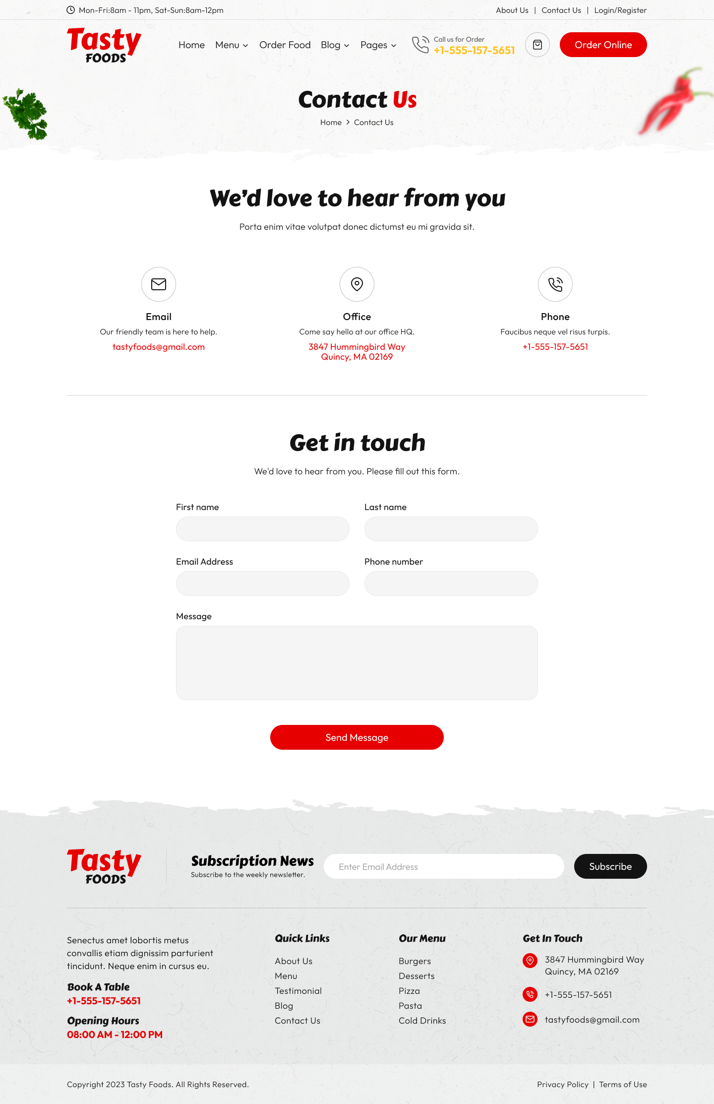 Tasty Foods - Fast Food Restaurant Figma Web Template by glorywebs