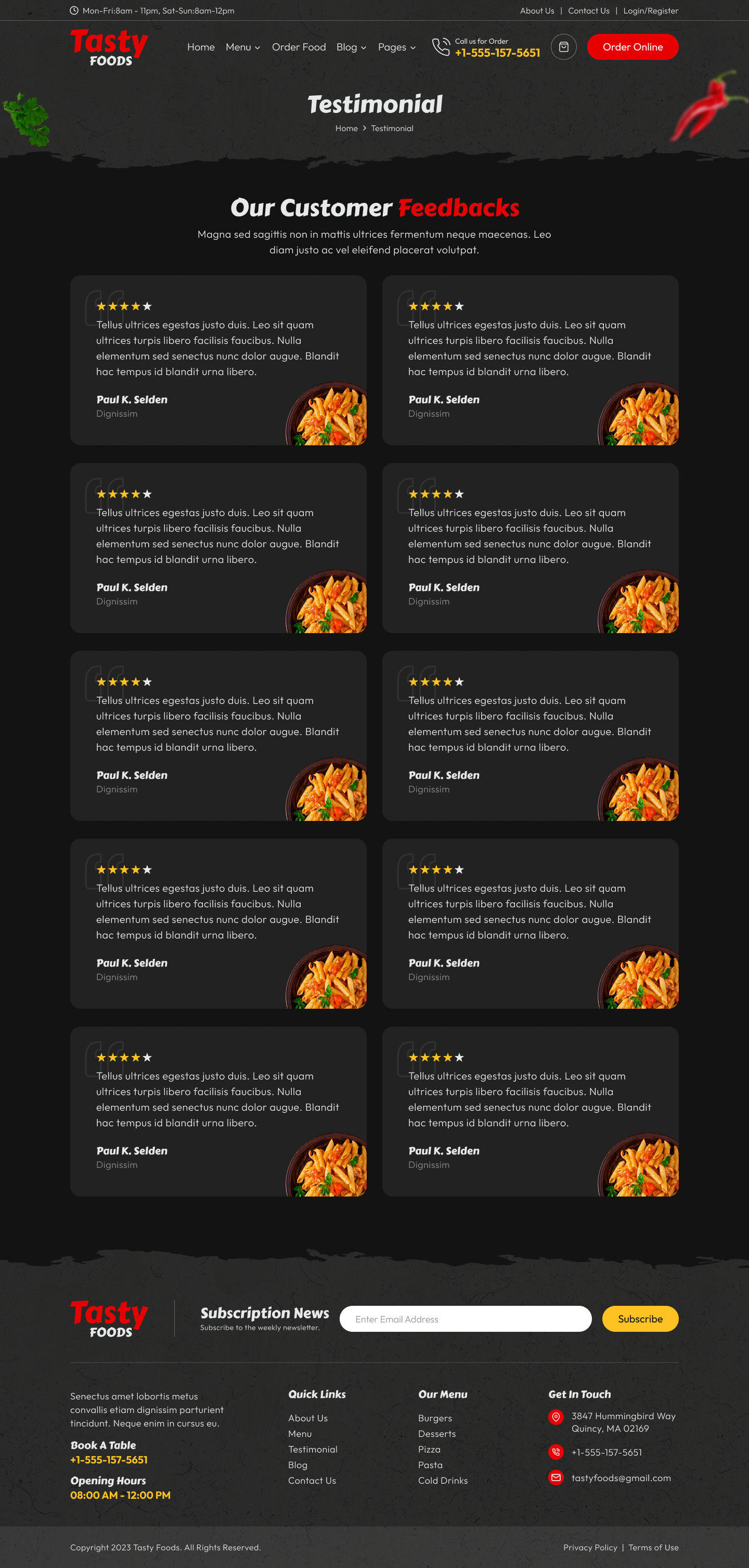 Tasty Foods - Fast Food Restaurant Figma Web Template by glorywebs