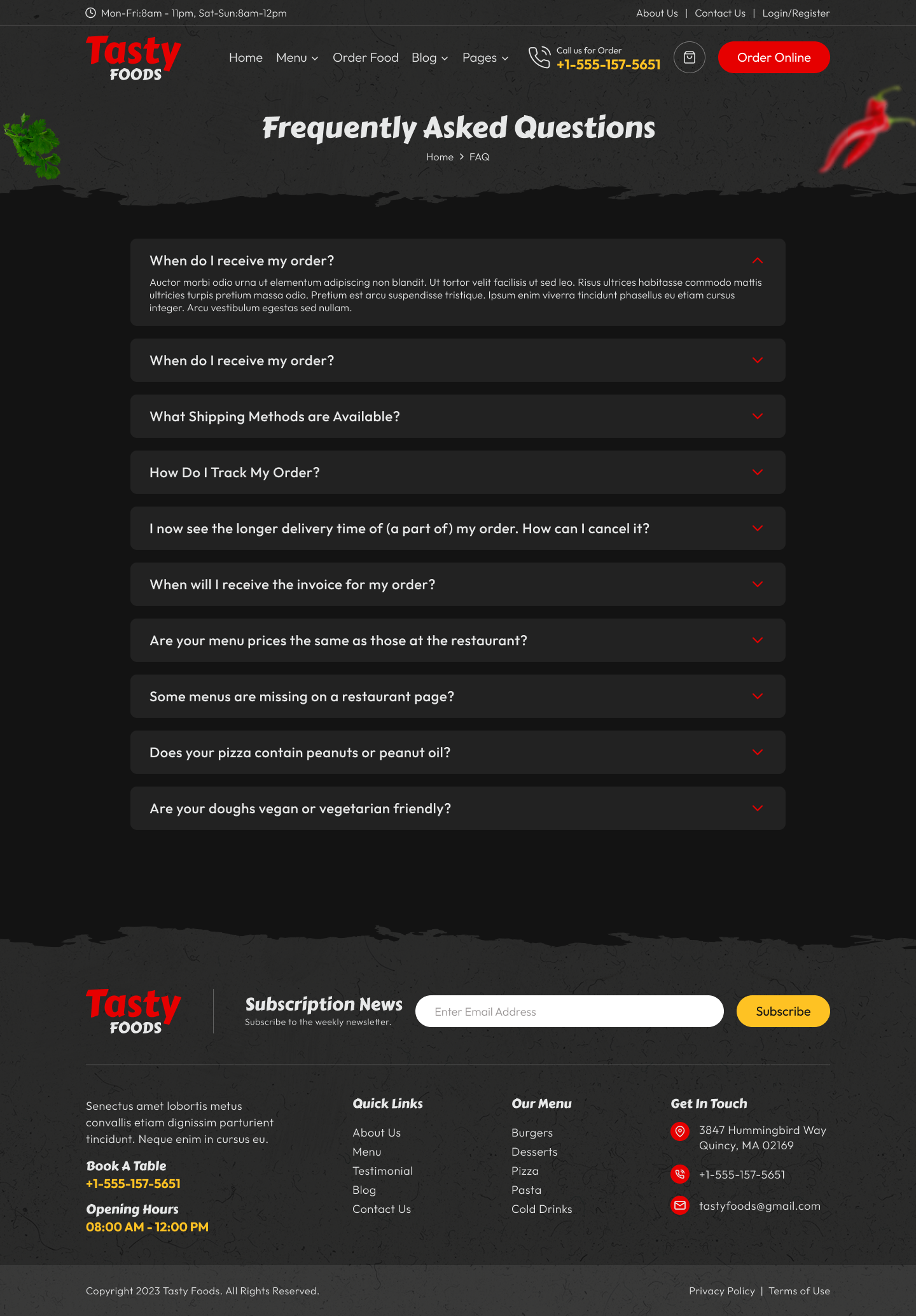 Tasty Foods - Fast Food Restaurant Figma Web Template by glorywebs