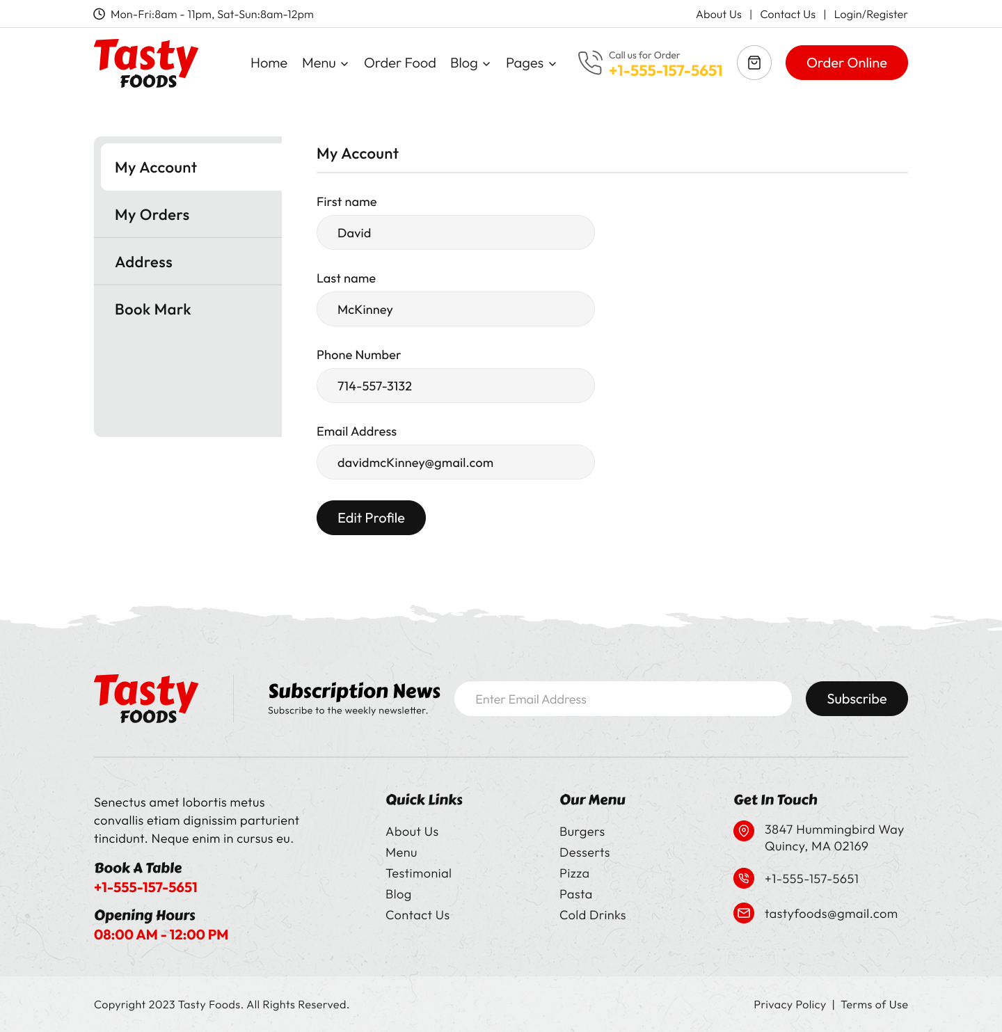 Tasty Foods - Fast Food Restaurant Figma Web Template by glorywebs