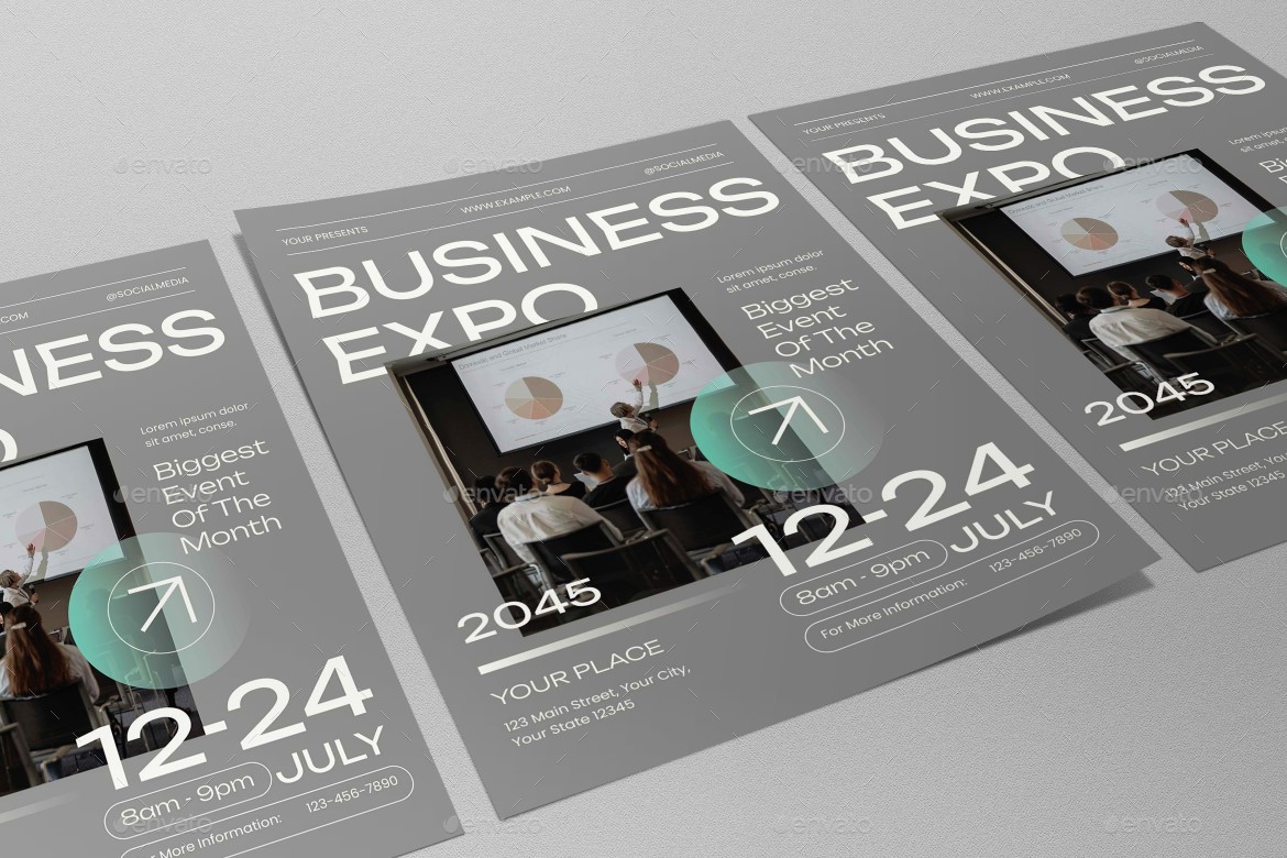 Grey Modern Minimalist Business Flyer, Print Templates | GraphicRiver