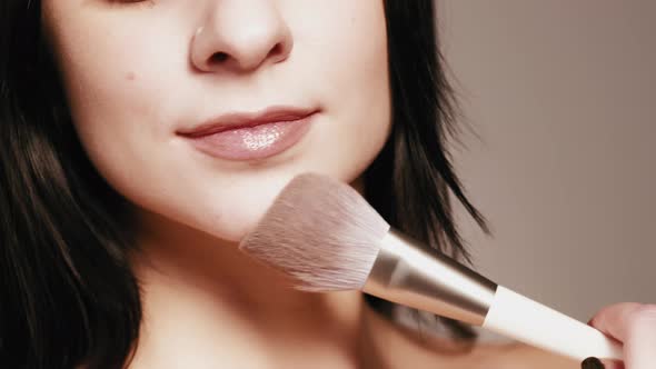 Makeup Foundation Powder Apply Woman Brush Face, Stock Footage | VideoHive