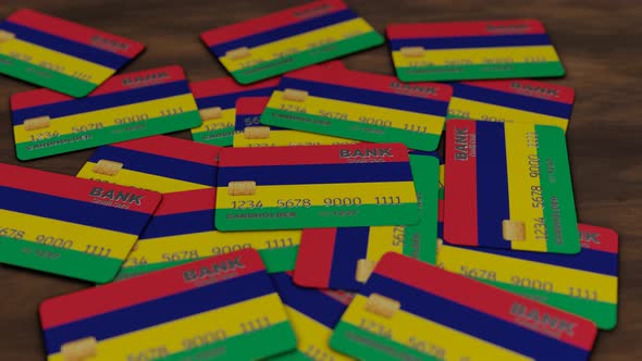 credit cards background with Mauritius flag, Motion Graphics | VideoHive