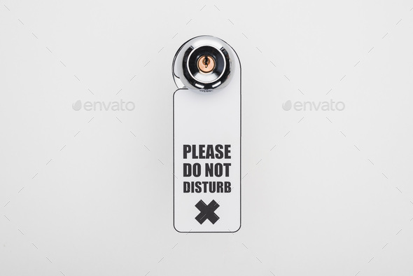 please do no disturb sign on handle with lock on white background Stock ...