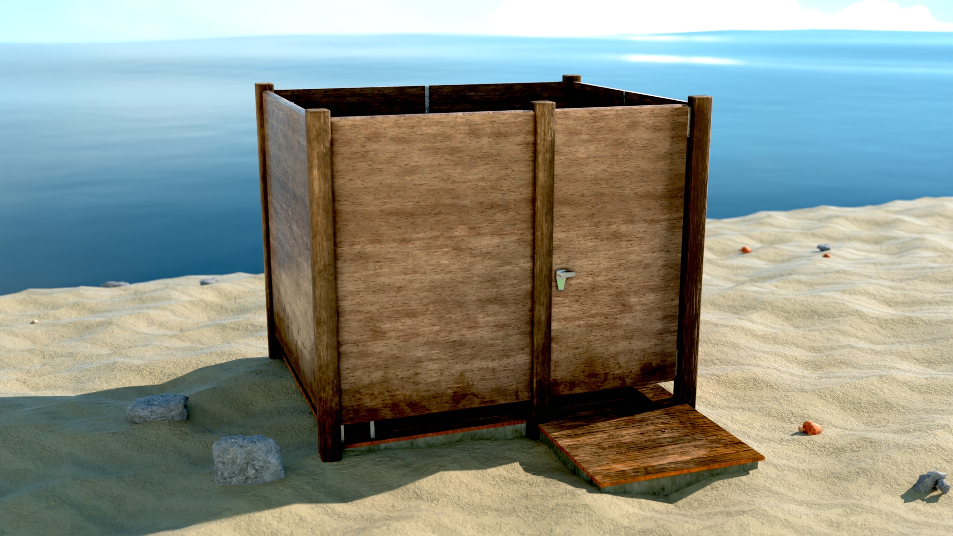 Dressing booth Changing room Beach cabin tent Low-poly by Atlant3D