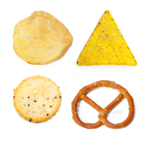 Snack collection isolated on white background collage Stock Photo by ...