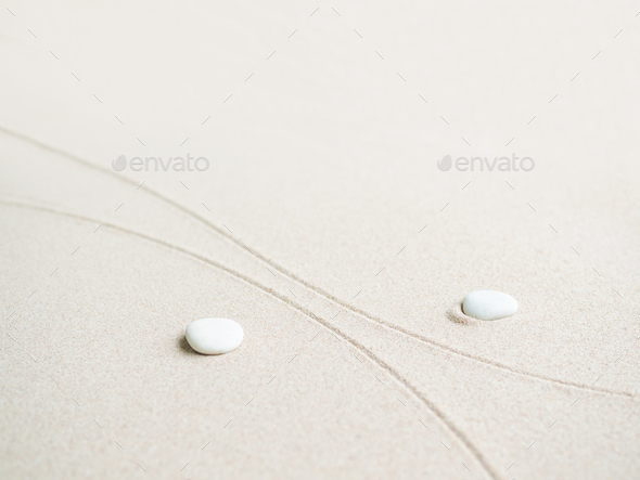 Zen Pattern Background,Japanese Garden on Sand with Pebble Rock Circle ...