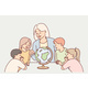 Teacher with Children Near Globe Study Geography, Vectors | GraphicRiver