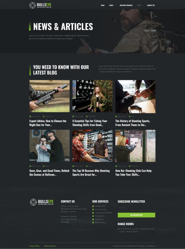 Bullseye - Shooting Range & Gun Club Elementor Template Kit by Rometheme