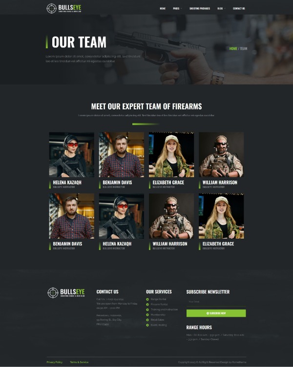 Bullseye - Shooting Range & Gun Club Elementor Template Kit by Rometheme