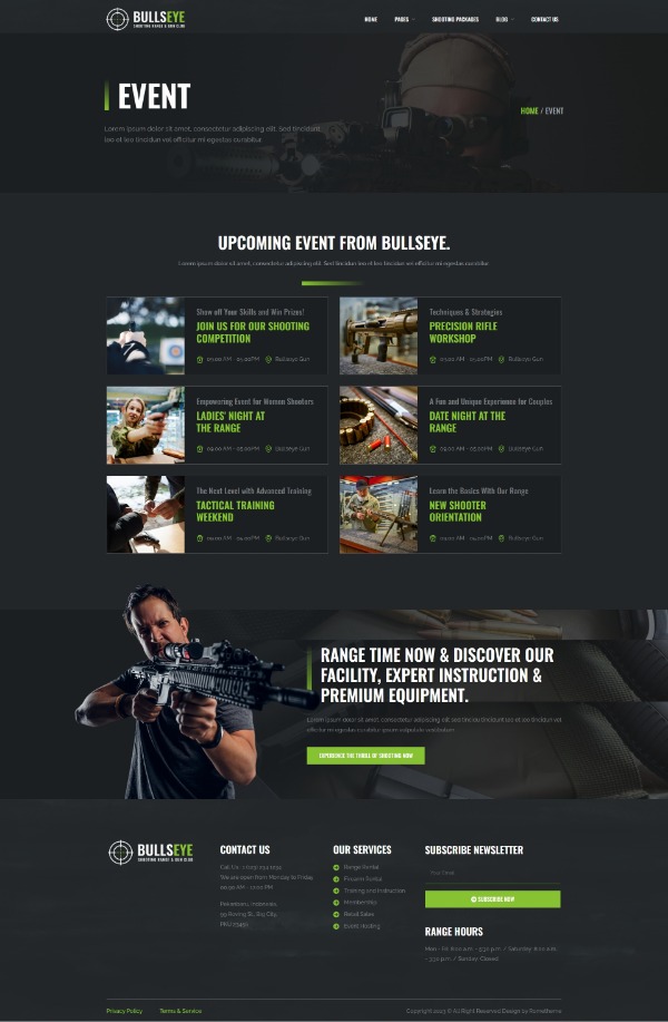 Bullseye - Shooting Range & Gun Club Elementor Template Kit by Rometheme