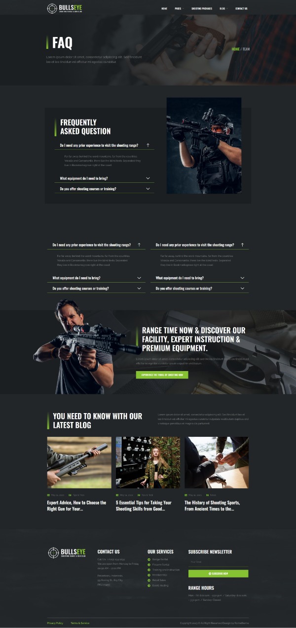 Bullseye - Shooting Range & Gun Club Elementor Template Kit by Rometheme
