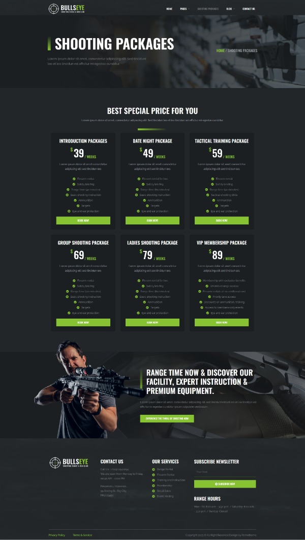 Bullseye - Shooting Range & Gun Club Elementor Template Kit by Rometheme