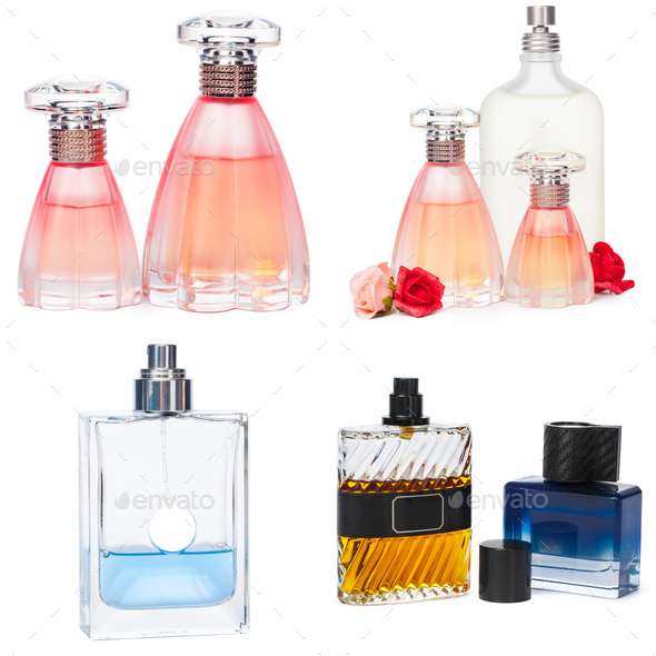 Collage of luxury perfumes isolated on white background Stock Photo by ...