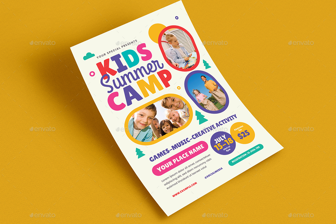 Colorful Summer Kids Camp Event Flyer, Print Templates | GraphicRiver