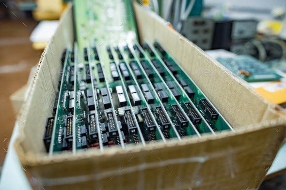 Set of chips for TFT displays in cardboard box in shop Stock Photo by ...