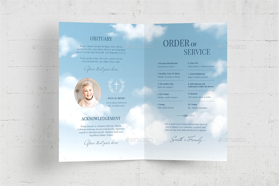 Blue Sky Funeral Program Template, Print Templates | GraphicRiver