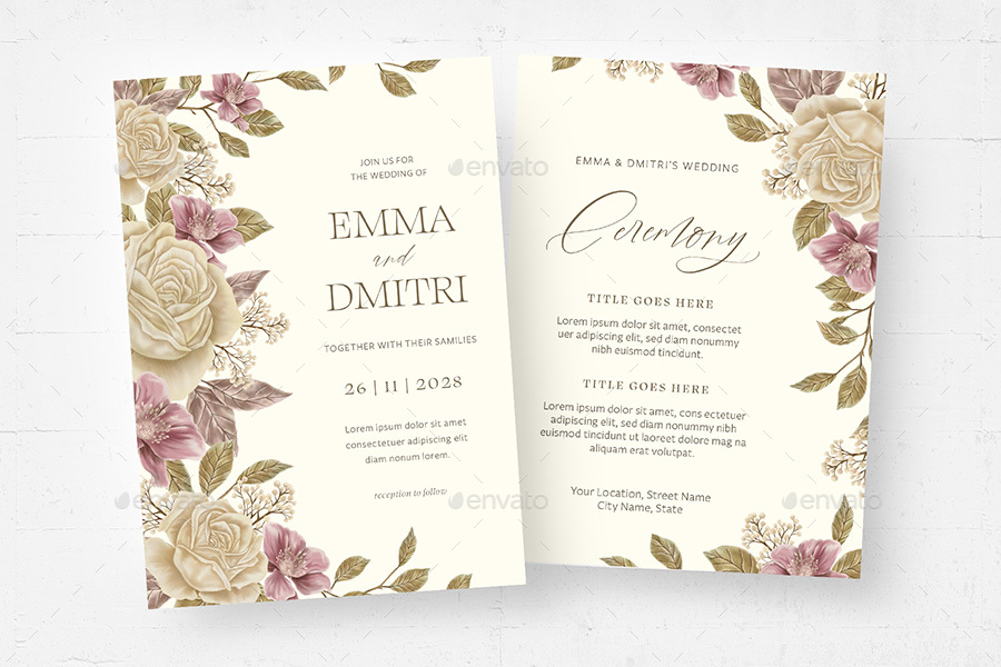 Rustic Wedding Stationery Templates Set, Print Templates | GraphicRiver