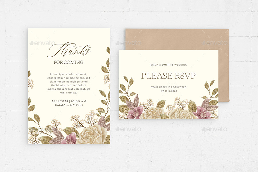 Rustic Wedding Stationery Templates Set, Print Templates | GraphicRiver