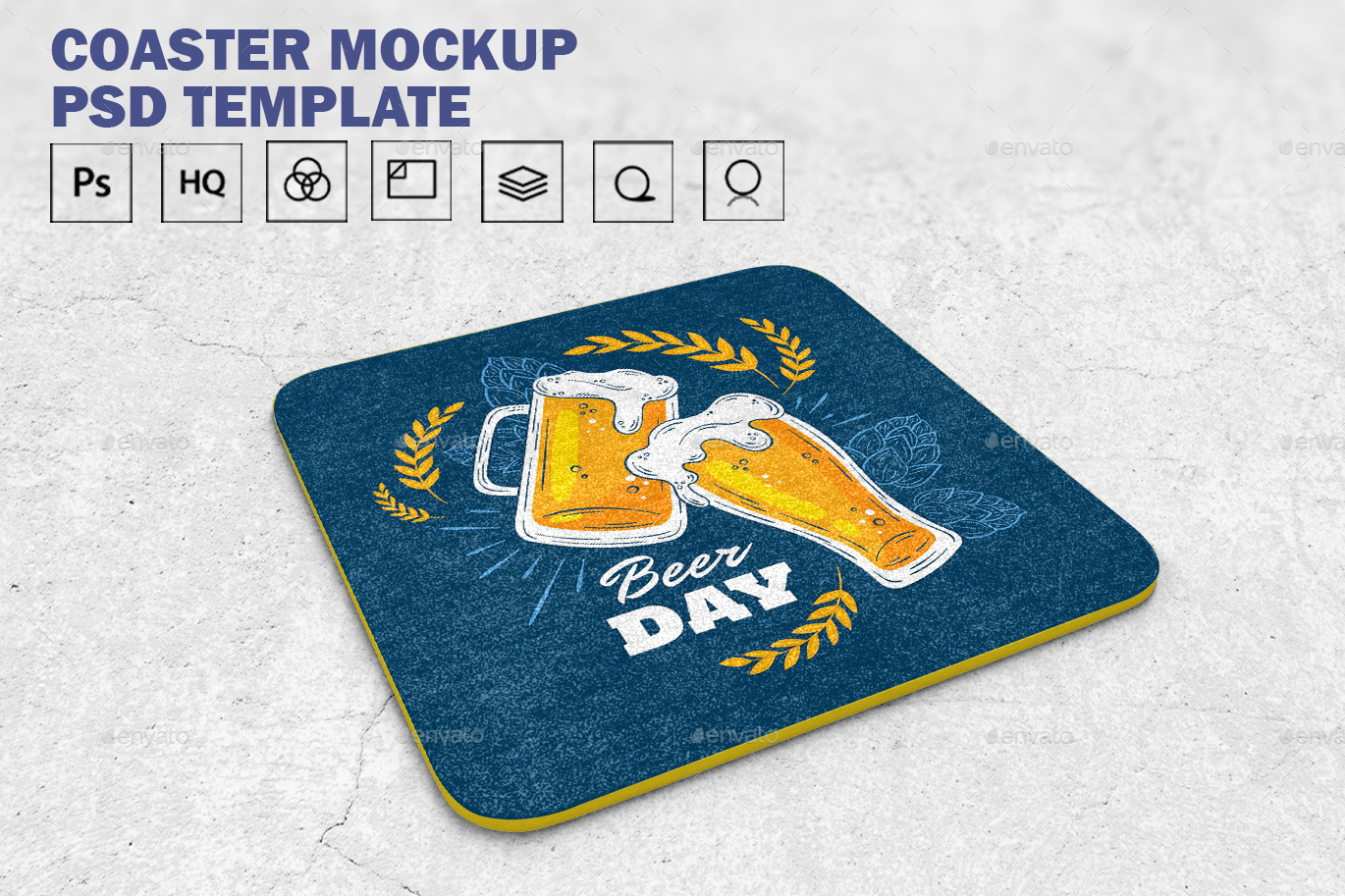 Coaster Mockup: Circular & Square, Graphics | GraphicRiver