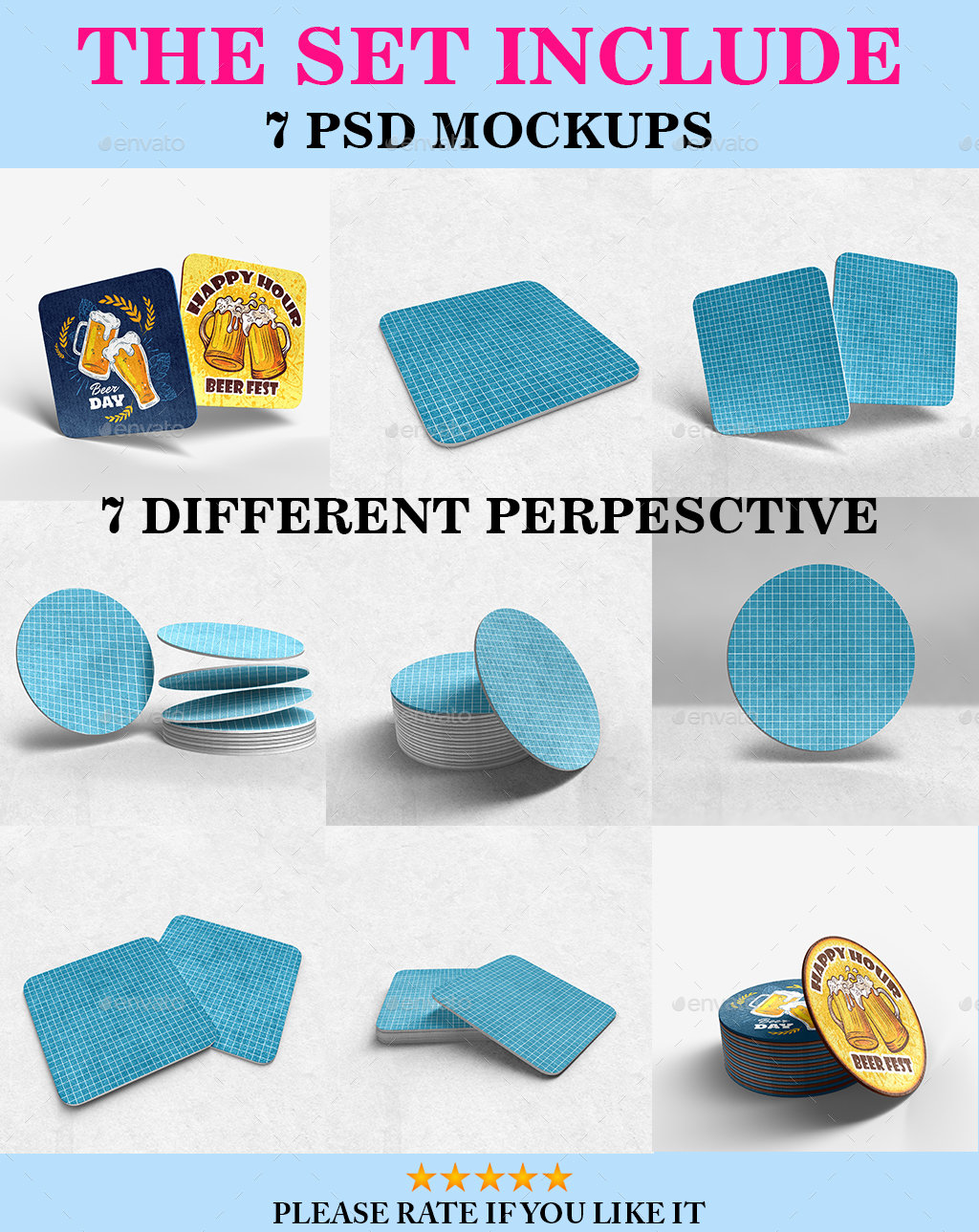 Coaster Mockup: Circular & Square, Graphics | GraphicRiver