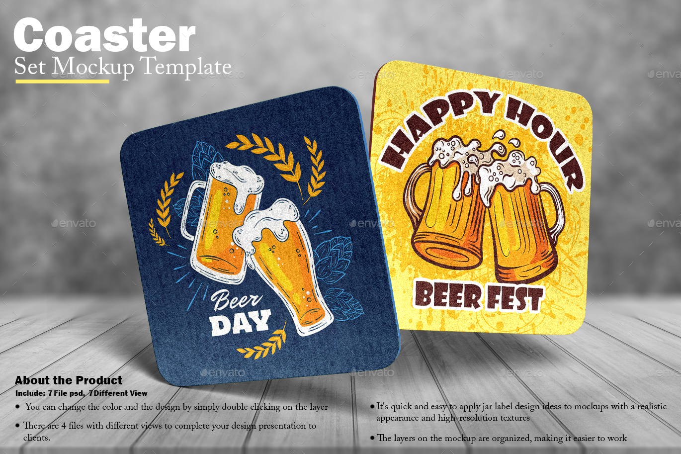 Coaster Mockup: Circular & Square, Graphics | GraphicRiver