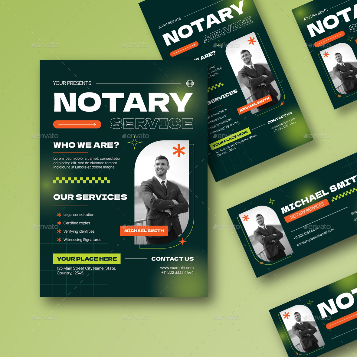 Green Gradient Notary Service Flyer Set, Print Templates | GraphicRiver
