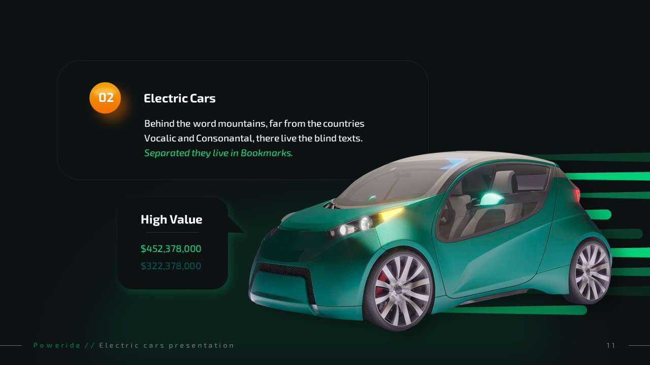 Poweride Electric Cars Creative PowerPoint Template, Presentation Templates