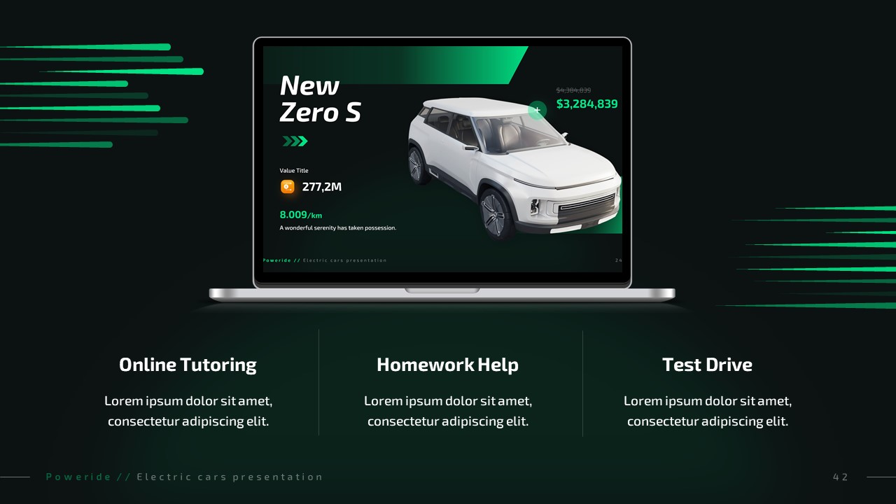 Poweride Electric Cars Creative PowerPoint Template, Presentation Templates