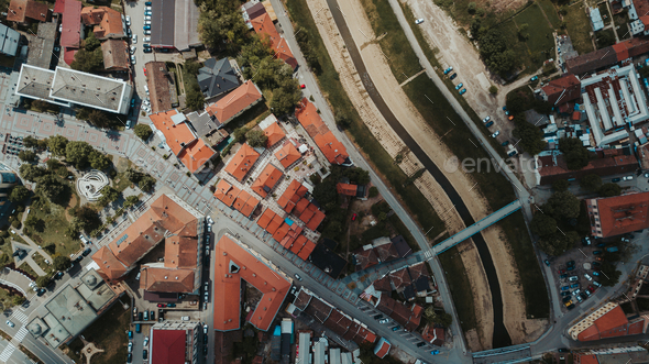 Top view of the artificial water channel in Brcko district with a ...