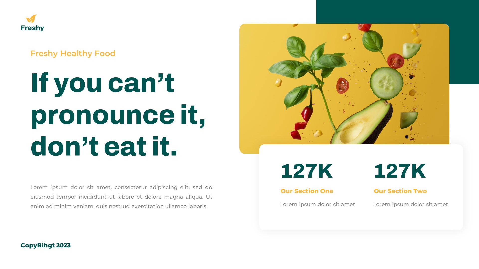 Freshy - Healthy Food Google Slides Template, Presentation Templates