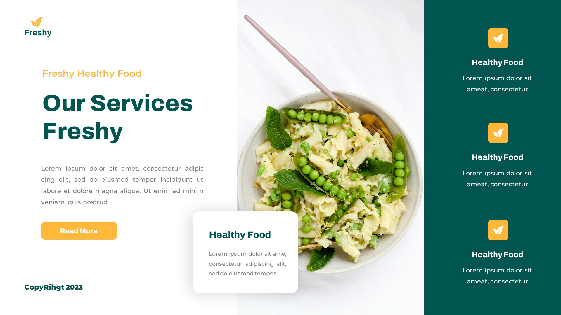 Freshy - Healthy Food Google Slides Template, Presentation Templates