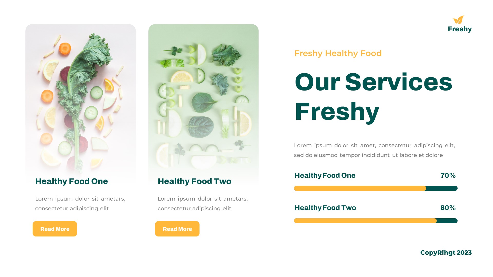 Freshy - Healthy Food Google Slides Template, Presentation Templates
