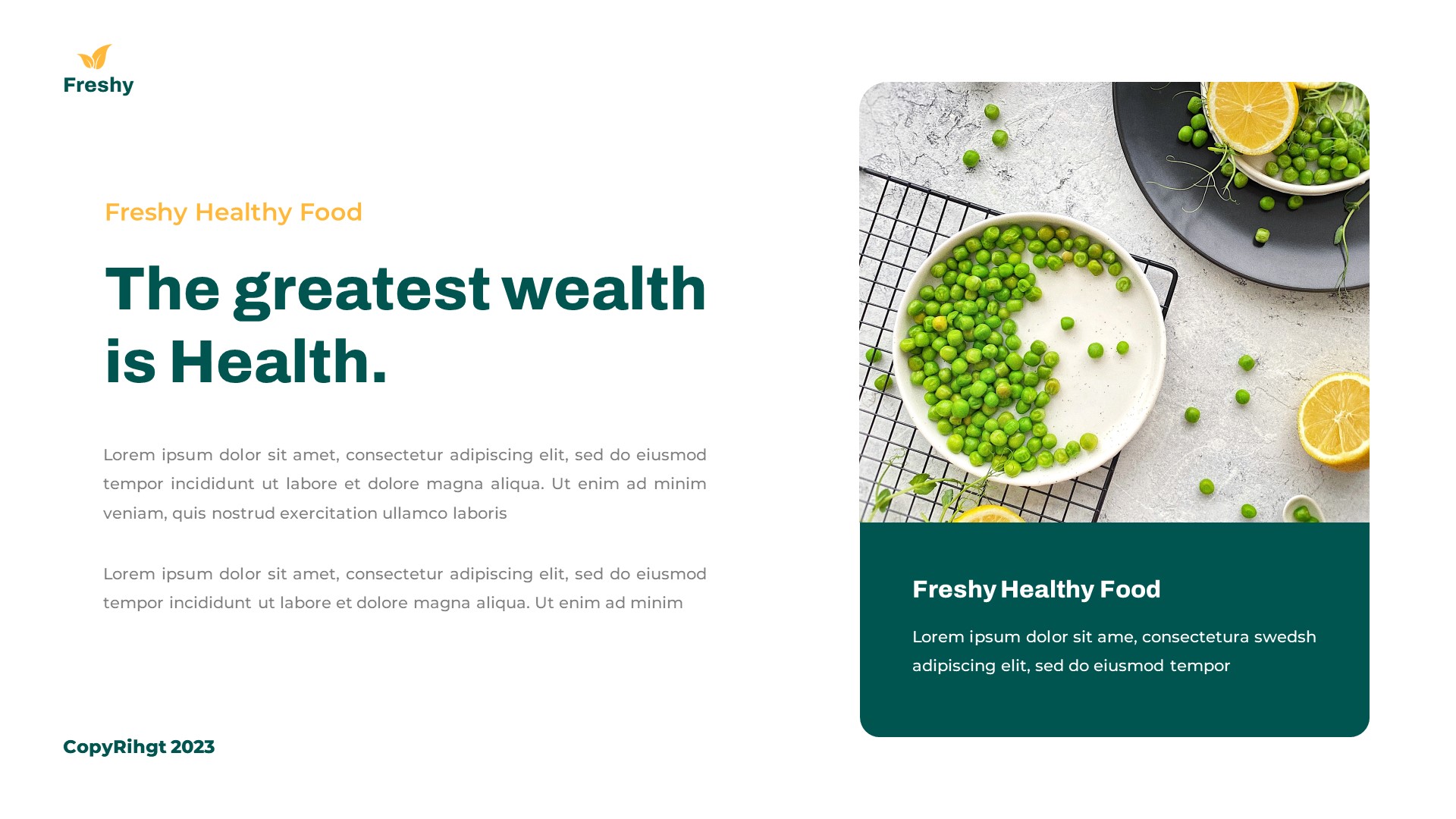 Freshy - Healthy Food Google Slides Template, Presentation Templates