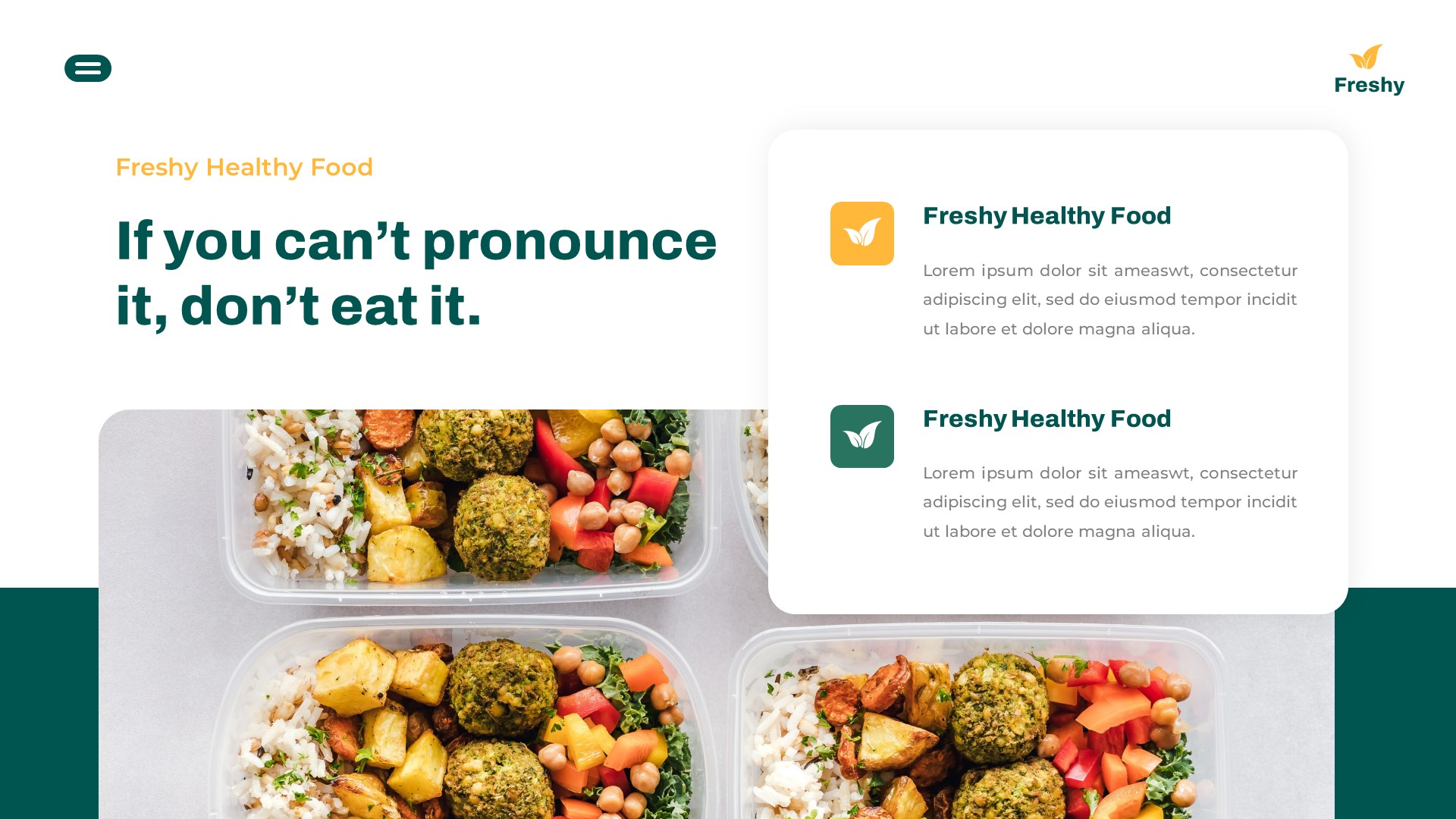 Freshy - Healthy Food Google Slides Template, Presentation Templates