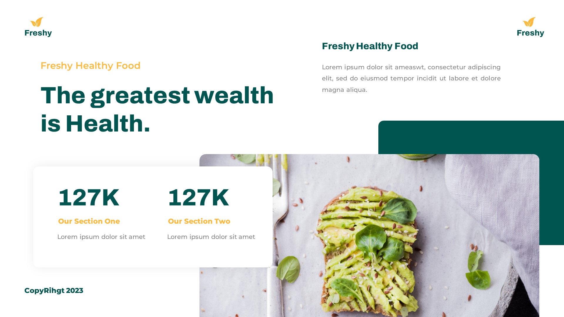 Freshy - Healthy Food Google Slides Template, Presentation Templates