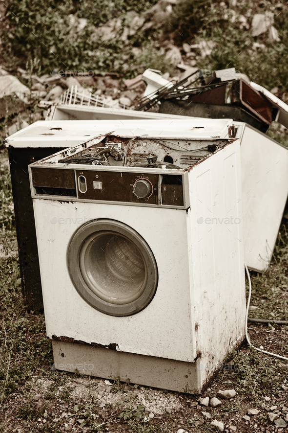 House appliance garbage. Waste management. Environment pollution ...