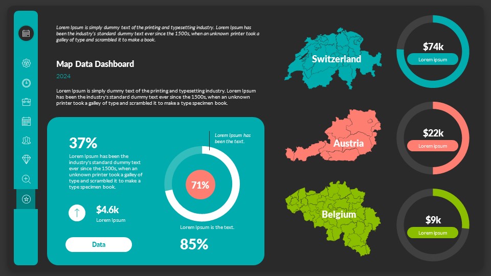 Map Data Dashboards PowerPoint Presentation Template, Presentation ...