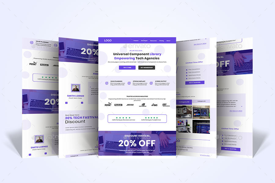 Tech Email Newsletter PSD Template, Web Elements | GraphicRiver