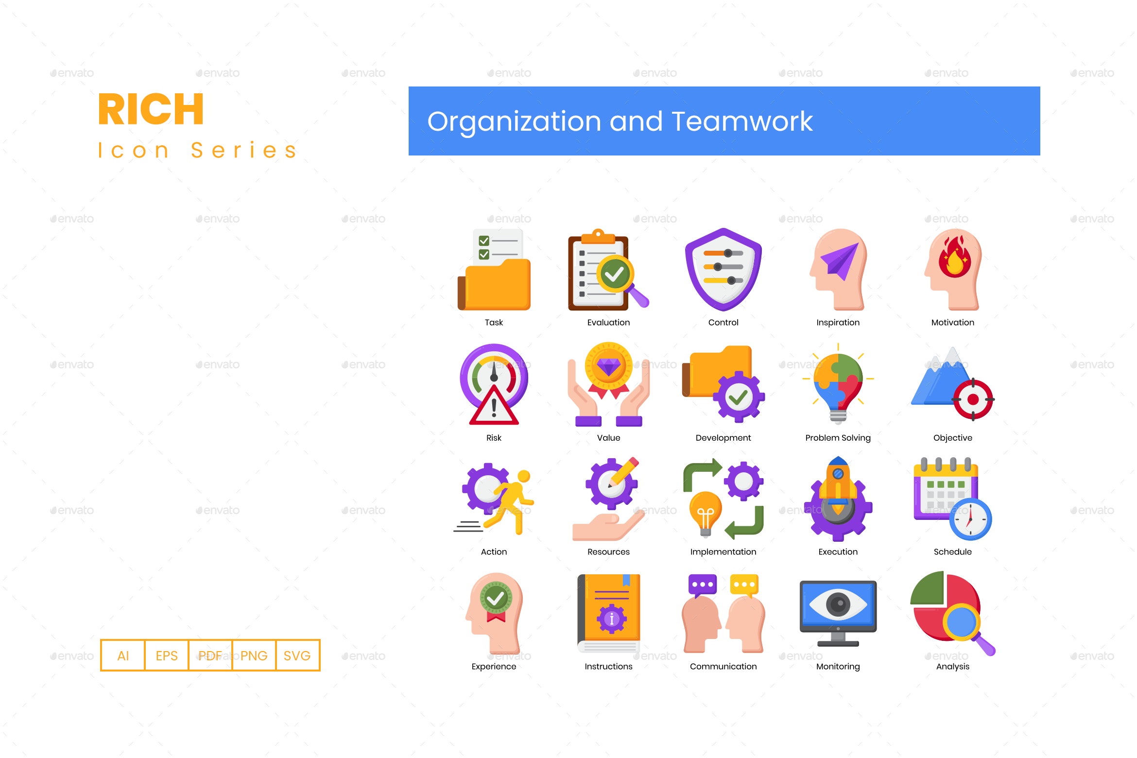 80 Organization and Teamwork Icons | Rich Series, Icons | GraphicRiver