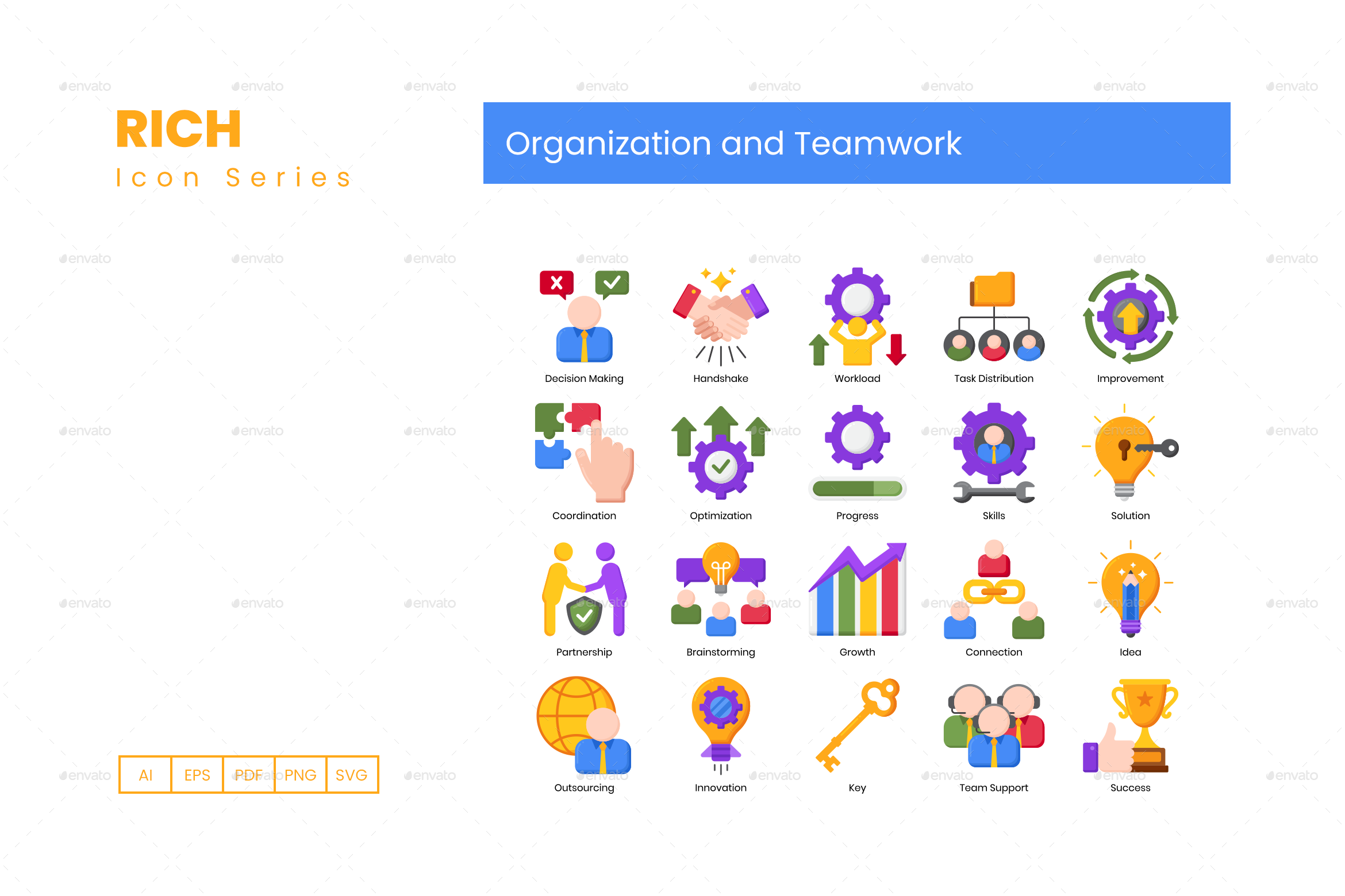80 Organization and Teamwork Icons | Rich Series, Icons | GraphicRiver