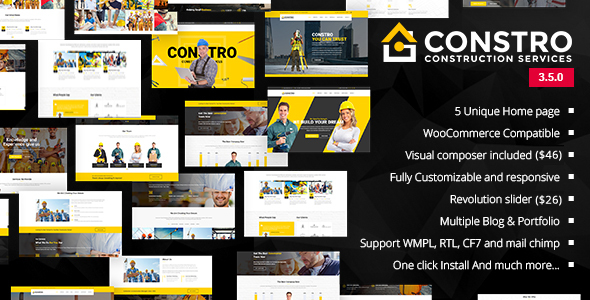 Constro - Construction Business WordPress Theme by Potenzaglobalsolutions