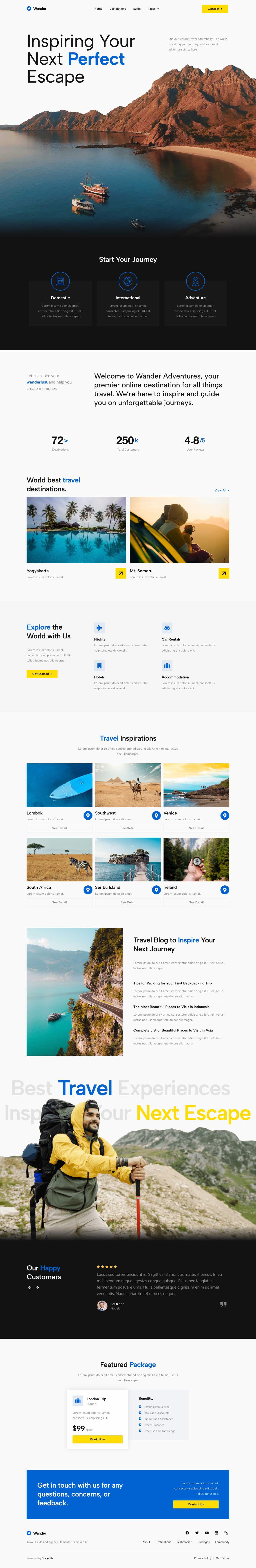 Wander - Travel Guide & Agency Elementor Template Kit by sociolib ...